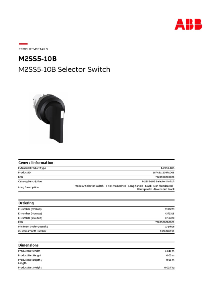 1SFA611204R1006 m2ss5 10b | PDF | Switch | Electrical Components