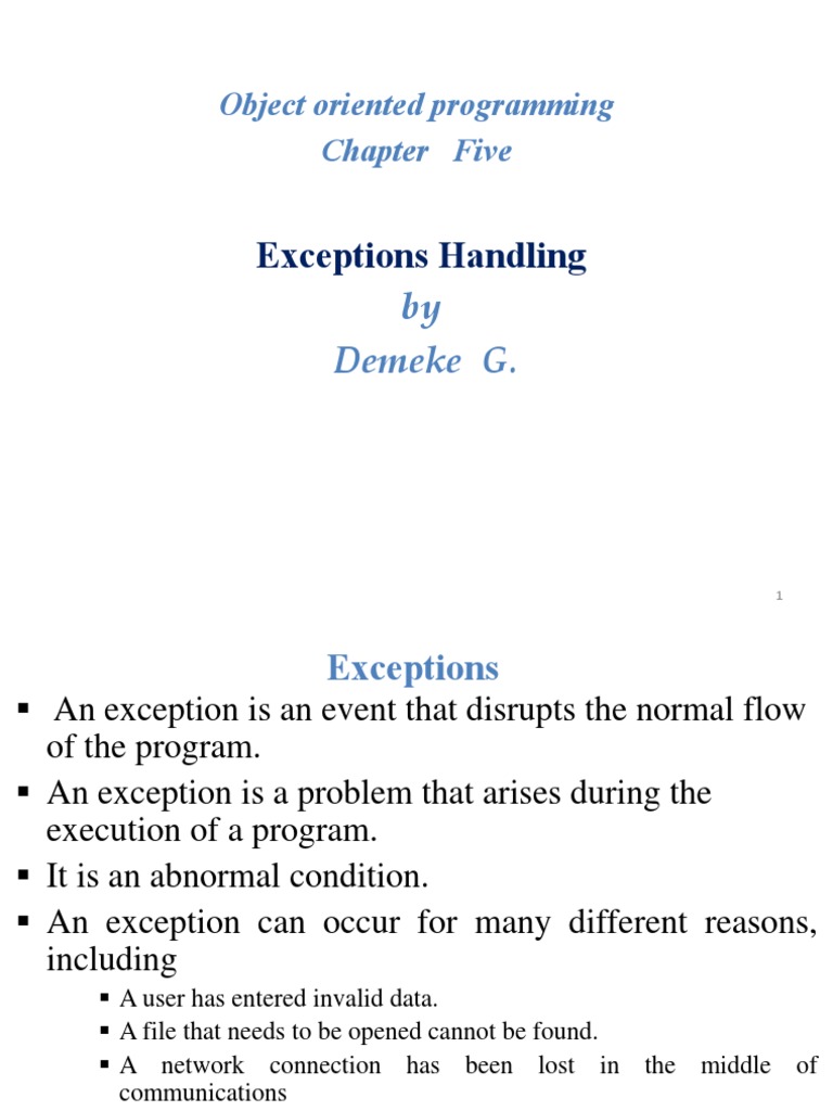 Chapter 5 Exeption Handlingv2 Pdf Java Programming Language Class Computer Programming