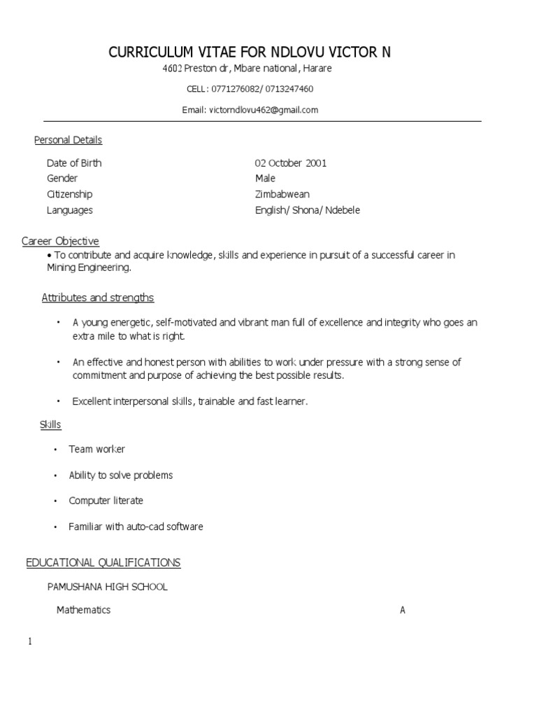 Evac CV | PDF | Zimbabwe | Cognitive Science