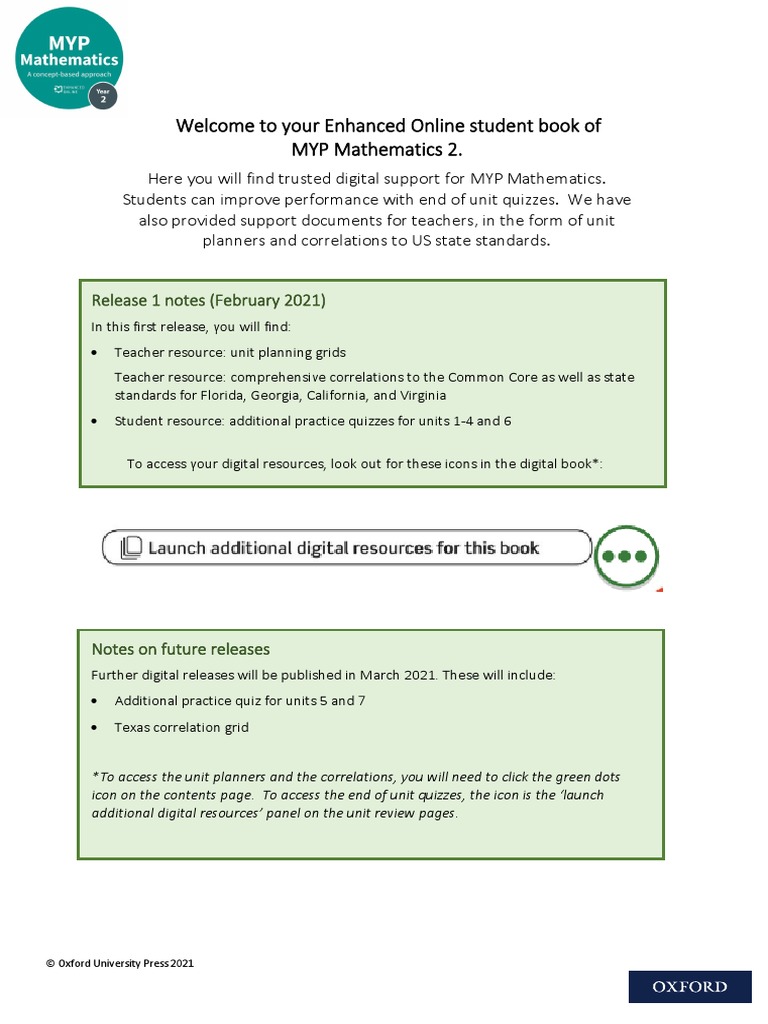 MYP Math 2: Student & Teacher Resources | PDF | Career & Growth