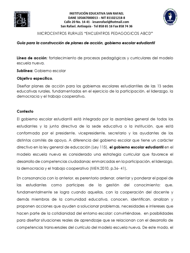 Guía Plan Accion GEE | PDF | Plan de estudios