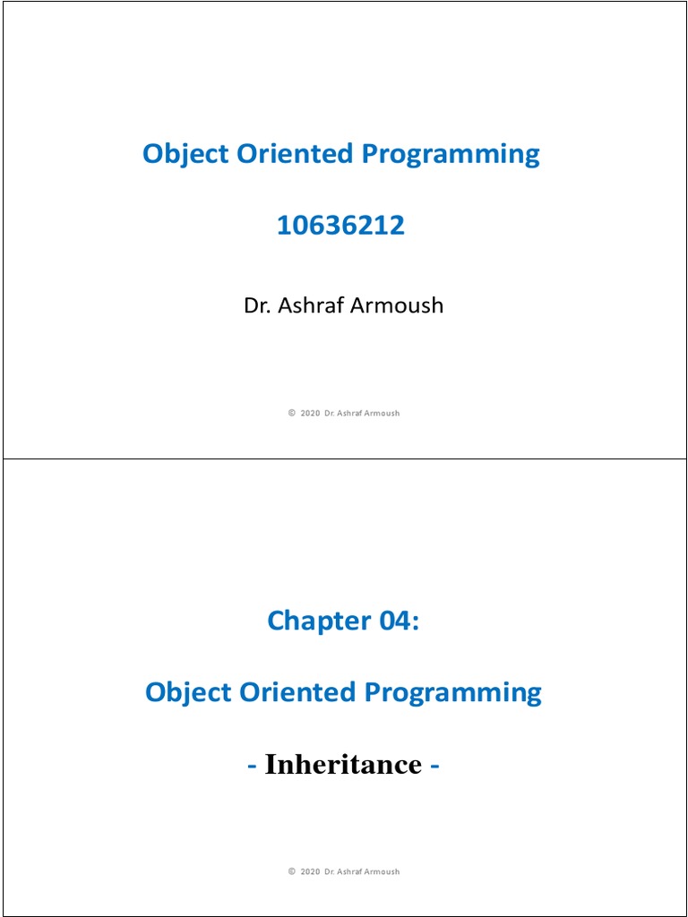 Ch 04 Oop Inheritance Pdf Inheritance Object Oriented Programming Class Computer