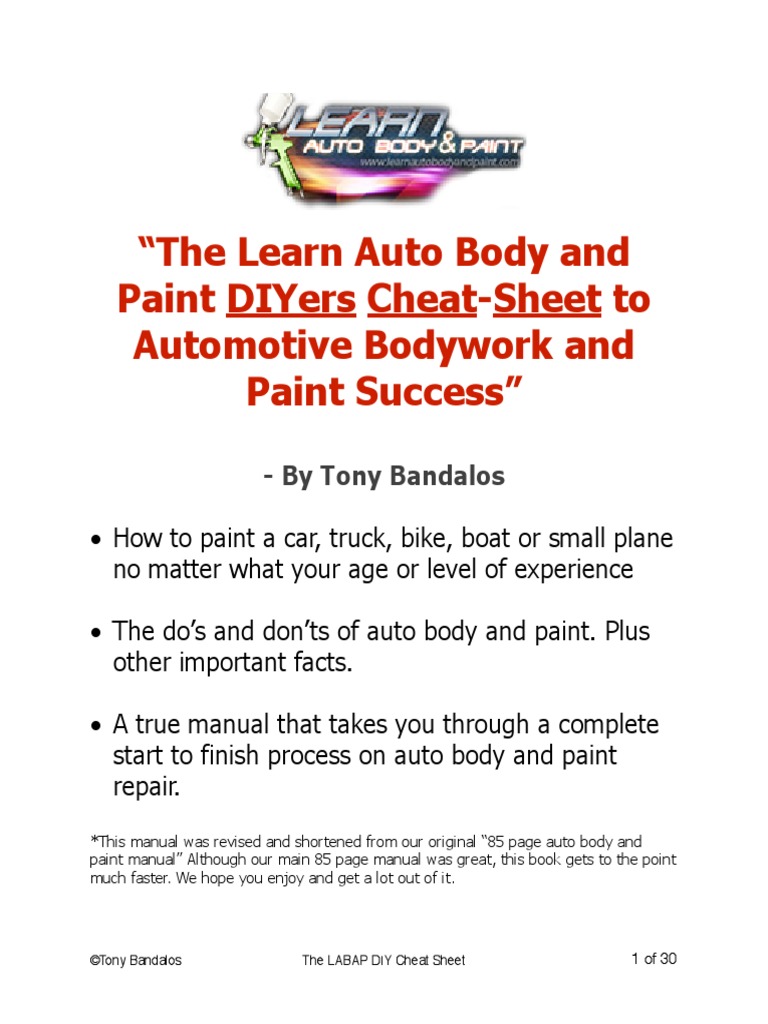 DIY Auto Body and Paint Success Guide | PDF | Paint | Materials