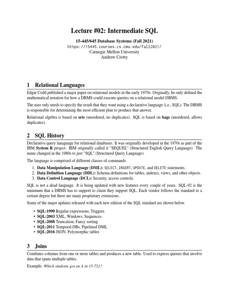 02 Advancedsql Pdf Sql Relational Model