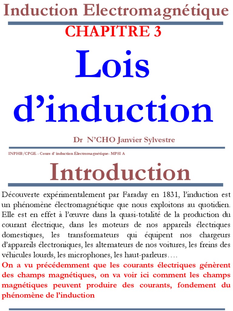 Induction Electromagnetique - Chapitre 3 - Lois D - Induction | PDF | Champ magnétique ...
