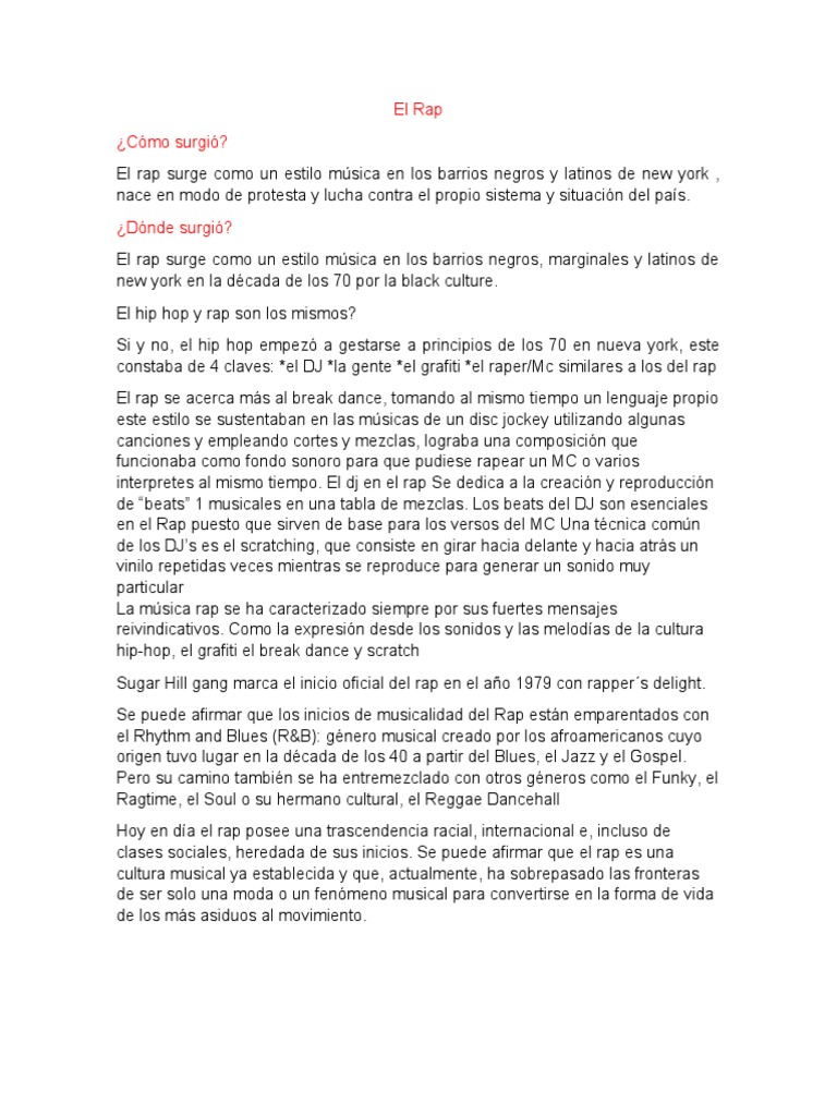 El Rap | PDF | Música hip-hop | Golpecitos