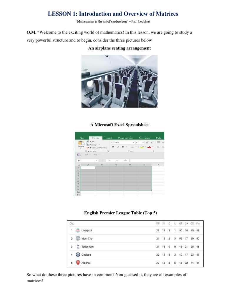 4th Form Math (Lesson 1 - Introduction and Overview of Matrices ... 4th Form Math (Lesson 1 - Introduction and Overview of Matrices ...