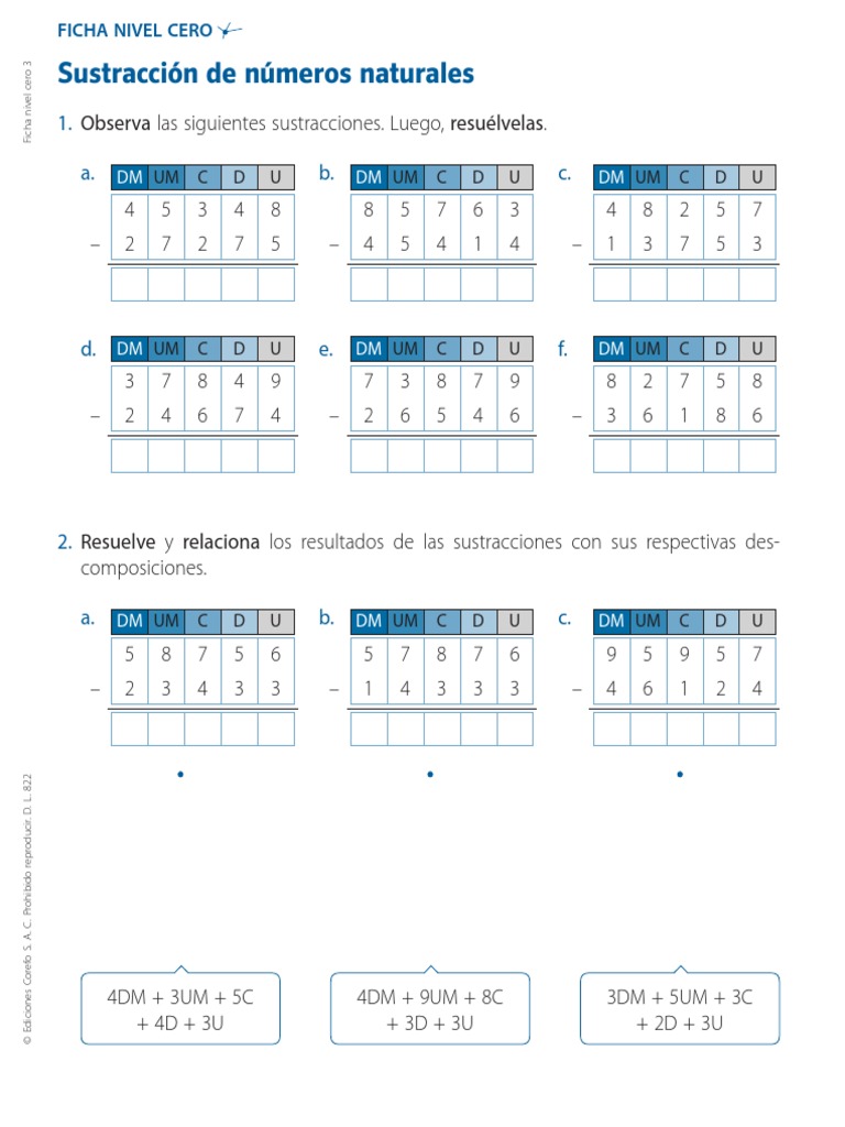 4to - Ficha Repaso - Sustraccion - Problemas - Fracuencias - Numeros Romanos | PDF | Cultivos ...