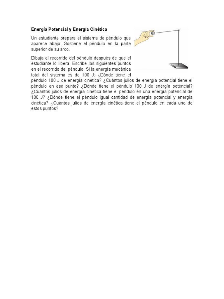 Ejercicios Energía Potencial y Energía Cinética | PDF
