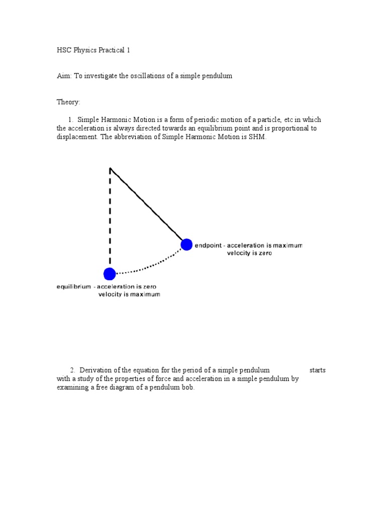 HSC Physics Practical 1 | PDF | Acceleration | Pendulum