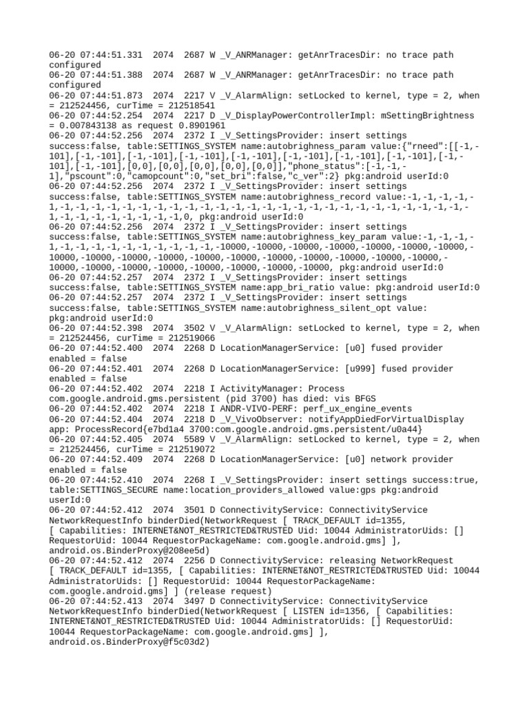 Android ANR and Service Crash Logs | PDF | Information Technology Management | Operating System ...