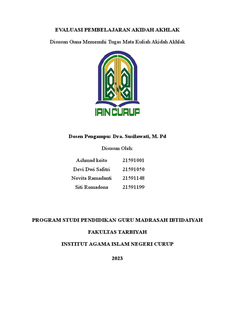 MAKALAH AQIDAH AKHLAK KEL 6 DEVI Revisi | PDF