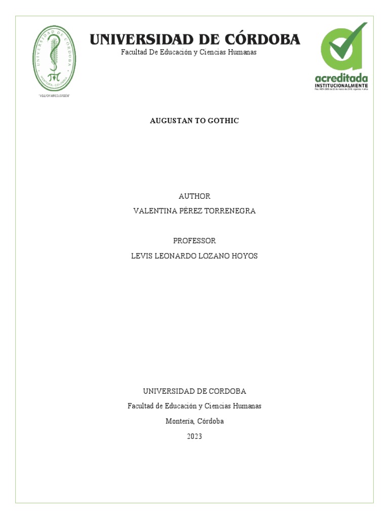 AUGUSTAN TO GOTHIC Task II | PDF | Gothic Fiction | Horror Fiction