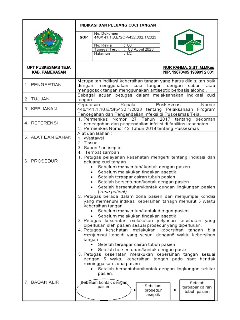 2.sop Indikasi Dan Momen Cuci Tangan | PDF 2.sop Indikasi Dan Momen Cuci Tangan | PDF