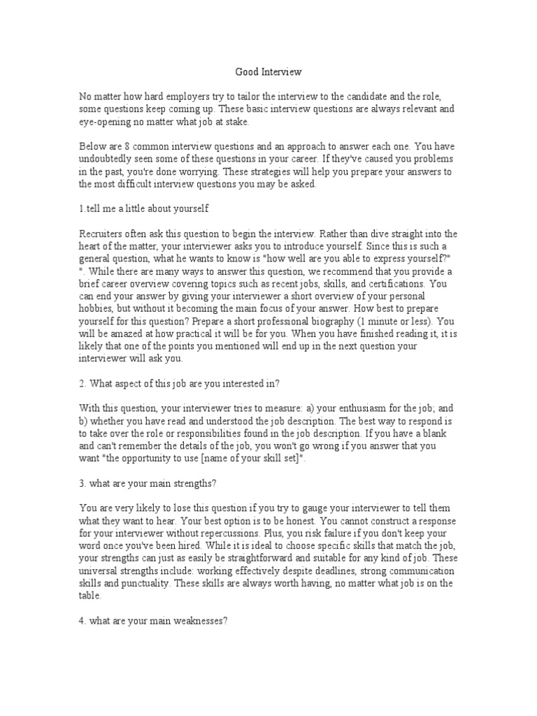 Good Interview Vs Bad Interview | PDF | Interview | Job Interview