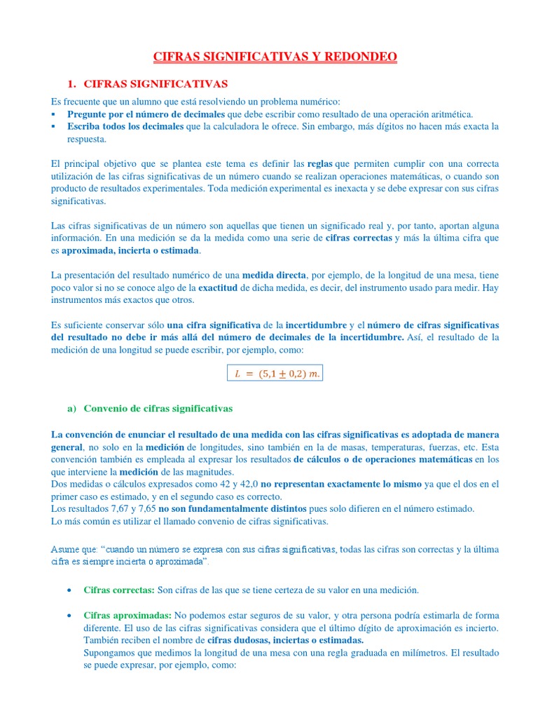 Cifras Significativas y Redondeo | PDF | Personajes importantes | Medición