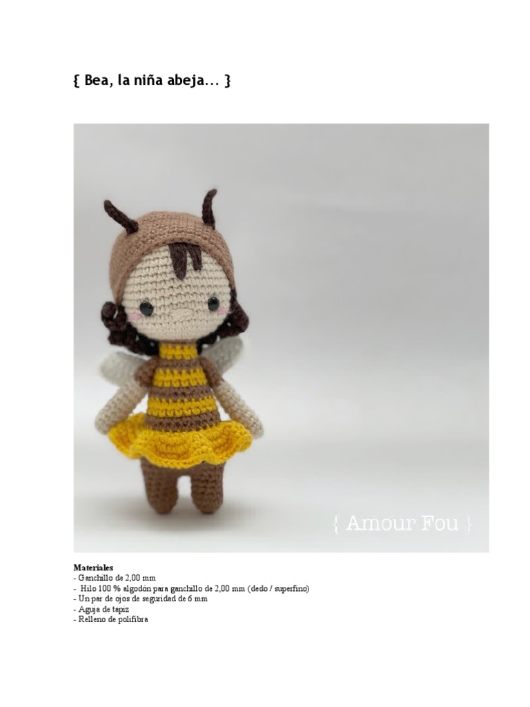 Bea, la niña abeja amigurumi | PDF | Tejer