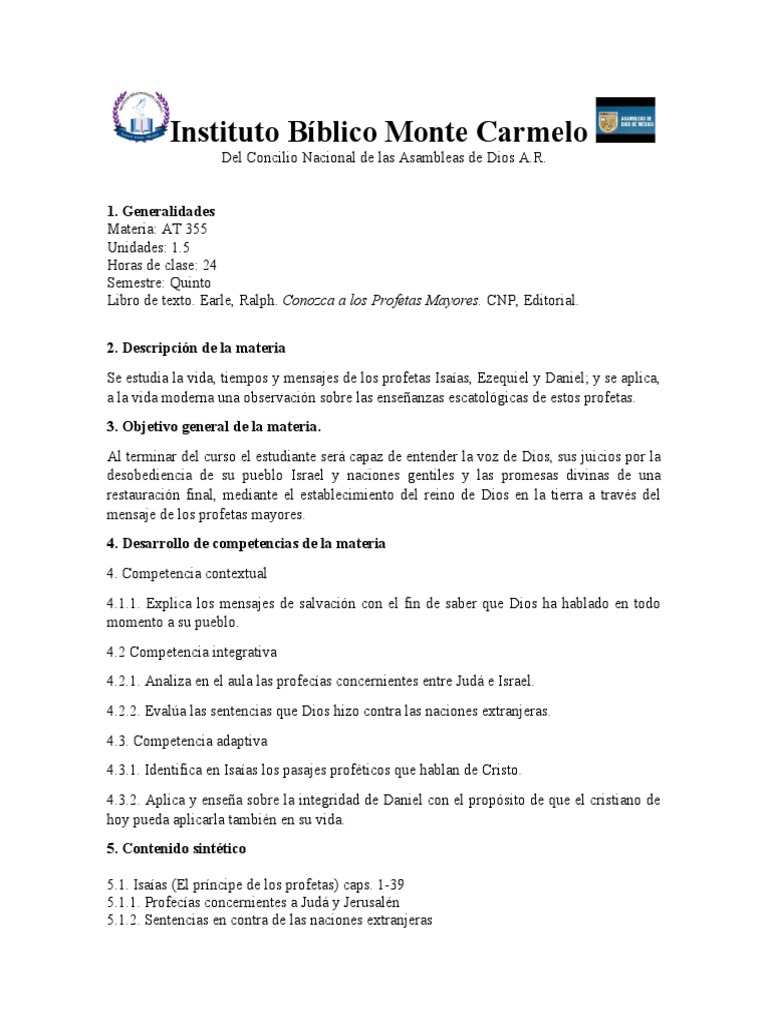 Profetas Mayores Ibmc Croc 2023 | PDF | Ezequiel | Isaias