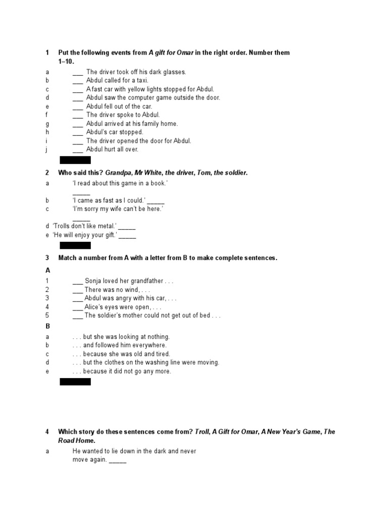 Ordering Events in "A Gift for Omar" | PDF | Art