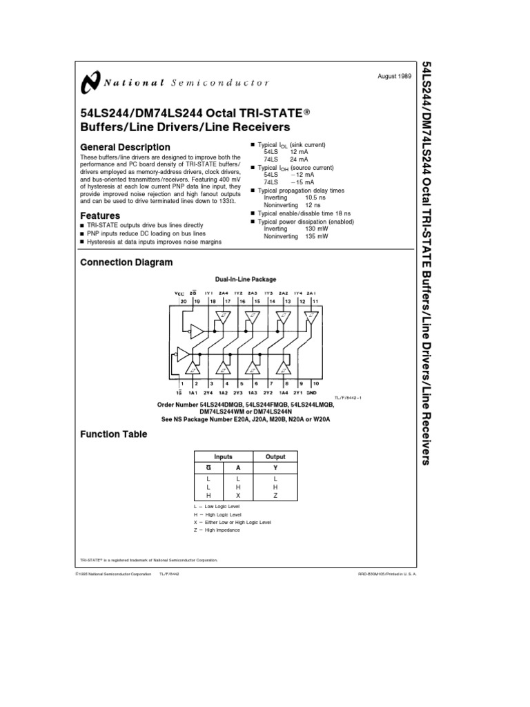 74LS244 | PDF | Electronic Circuits | Manufactured Goods