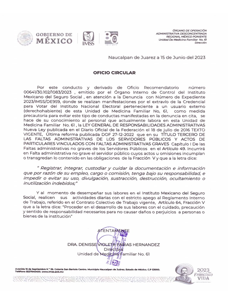 Oficio Circular Lgra | PDF Oficio Circular Lgra | PDF