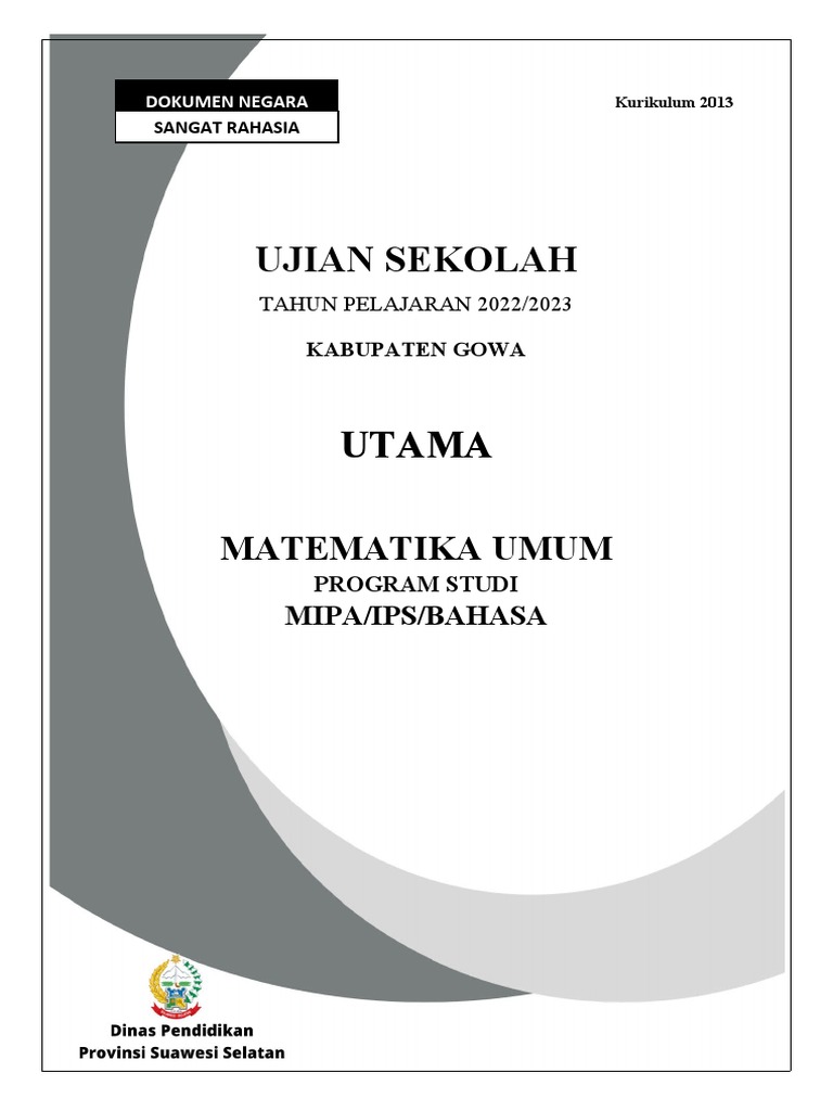 Soal US Matematika Wajib 2023 | PDF
