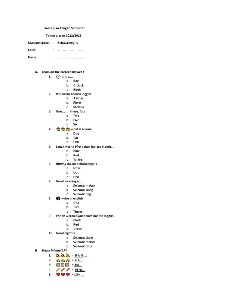 Soal Ujian Bahasa Inggris Siswa | PDF