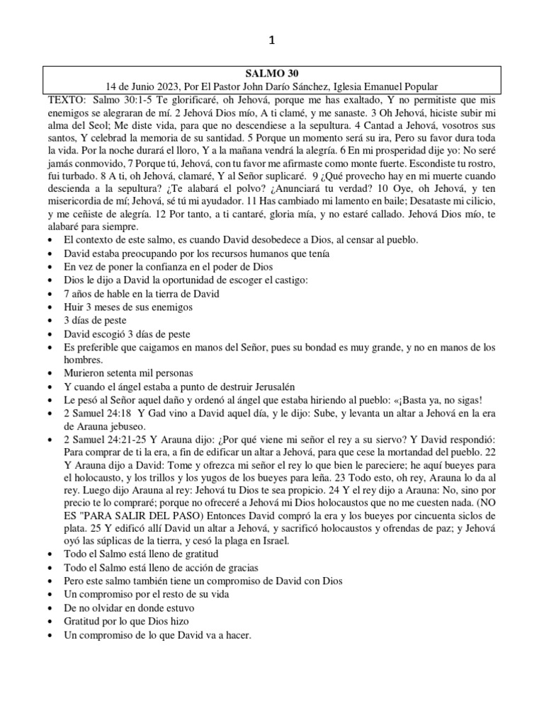 706 Salmo 30 | PDF | David | Salmos