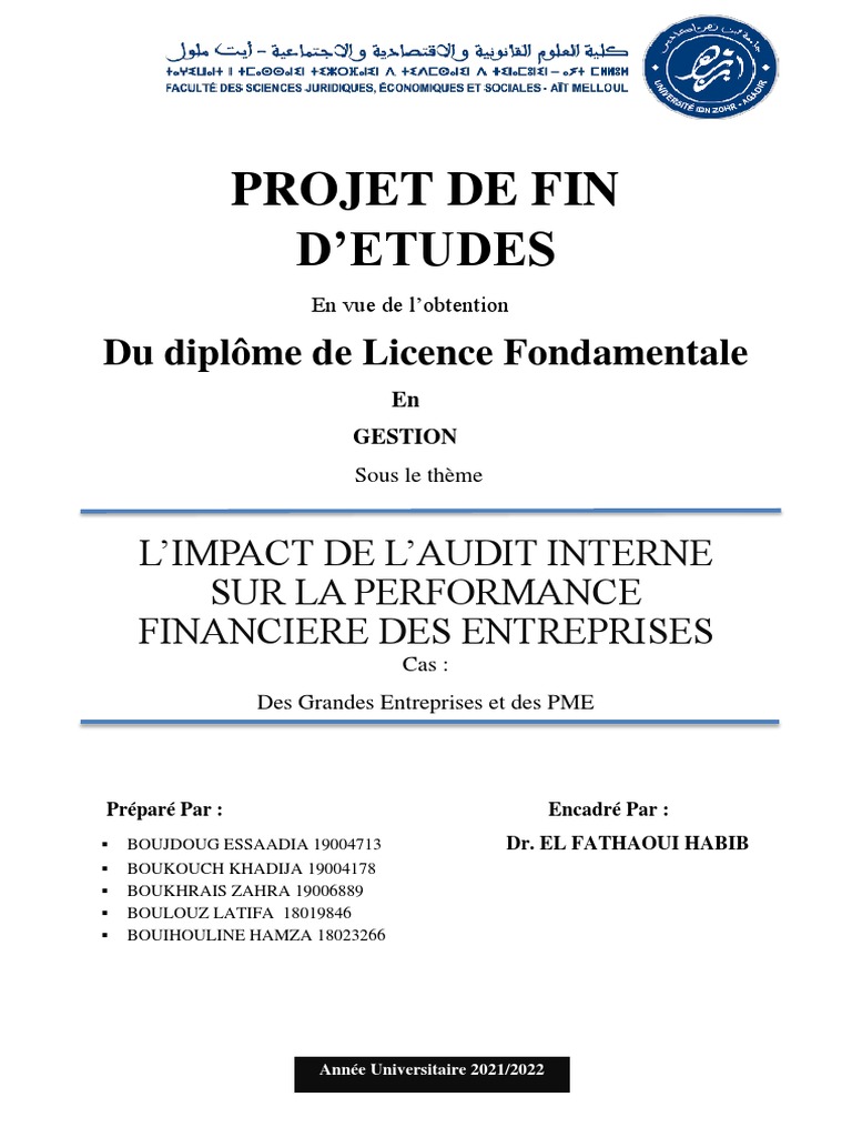 Pfe Version Finale (1) (1) Bébé | PDF | Audit | Business