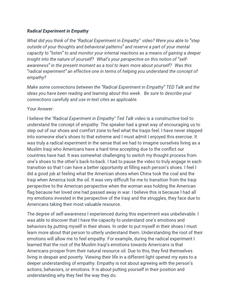 Radical Experiment in Empathy | PDF | Empathy | Thought