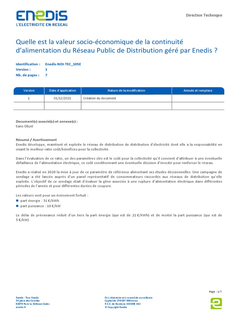 Enedis Noi Tec 105e | PDF | Réseau électrique | Investir