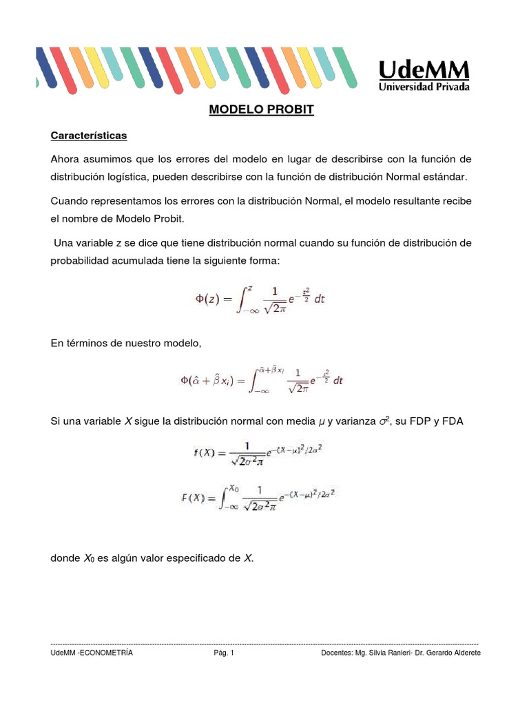 MODELO PROBIT | PDF | Distribución normal | Regresión logística