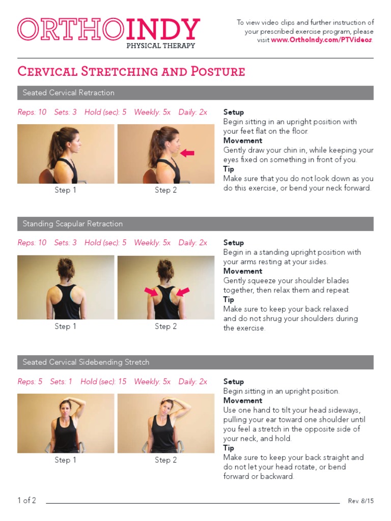 Cervical Stretching Exercises Guide | PDF | Anatomical Terms Of Motion | Human Anatomy