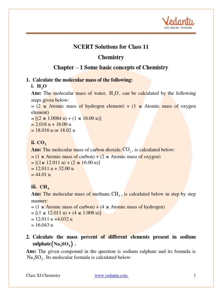 Class 11 - Chemistry - Some Basic Concepts of Chemistry CBSE | PDF ...