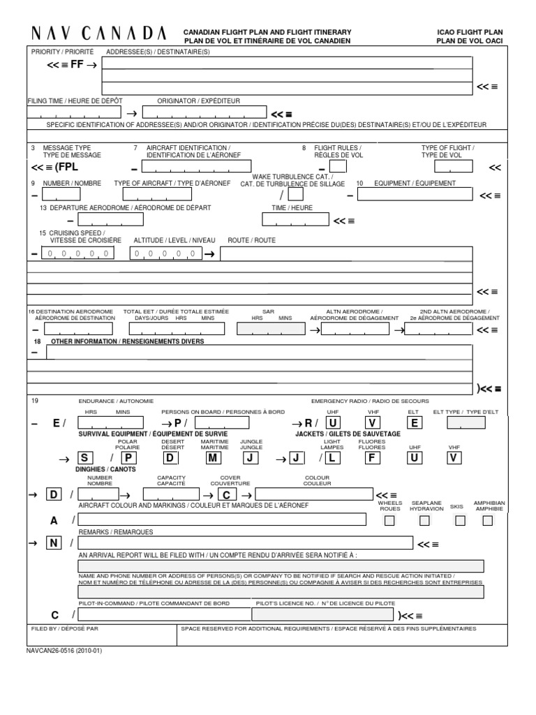 NavCanada Flight Plan Form | PDF | Véhicules | Transport