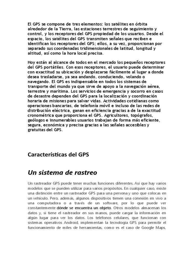 Componentes del GPS y su funcionamiento | PDF | Sistema de ...