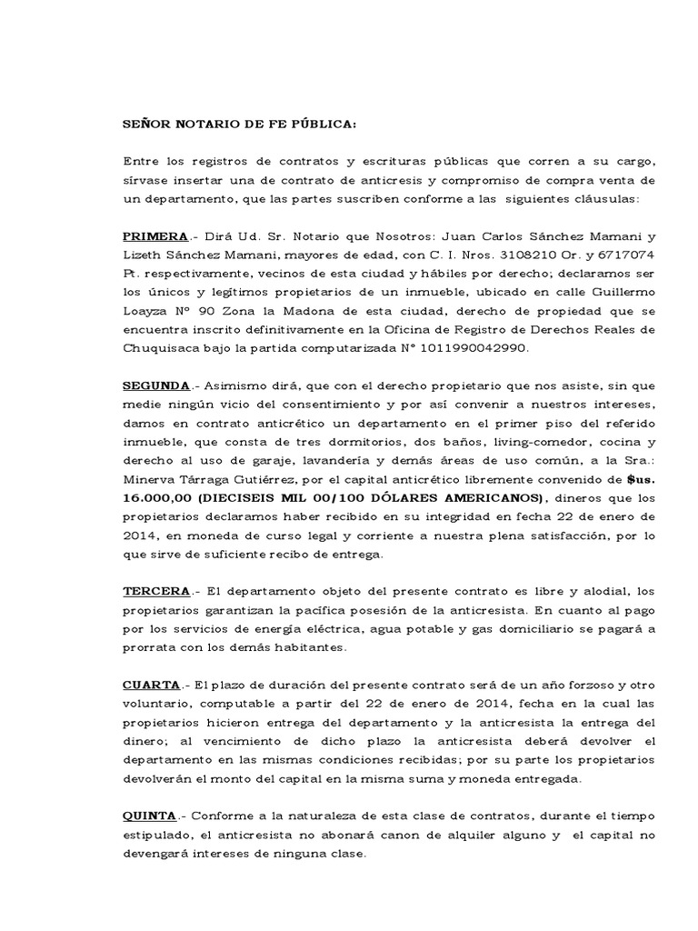 Contrato de Anticrético | PDF | Derecho privado | Ley común