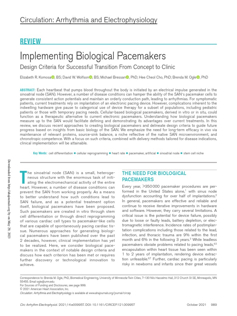 Implementing Biological Pacemakers | PDF | Cardiac Muscle | Artificial Cardiac Pacemaker