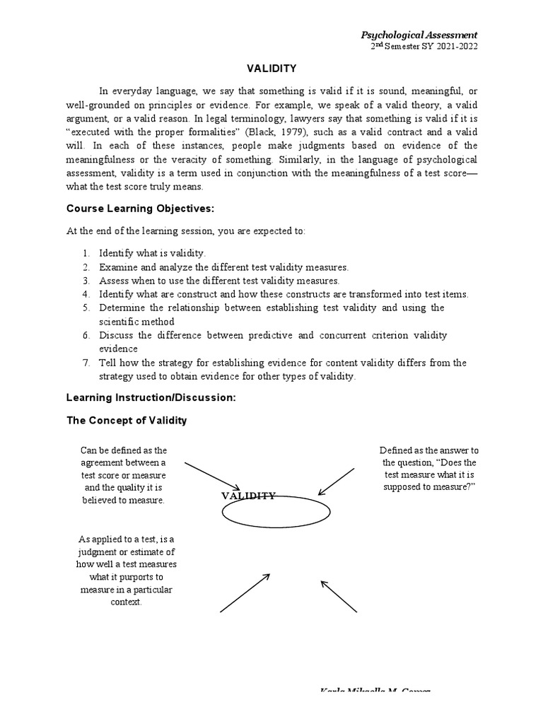 Validity | PDF | Validity (Statistics) | Psychological Evaluation