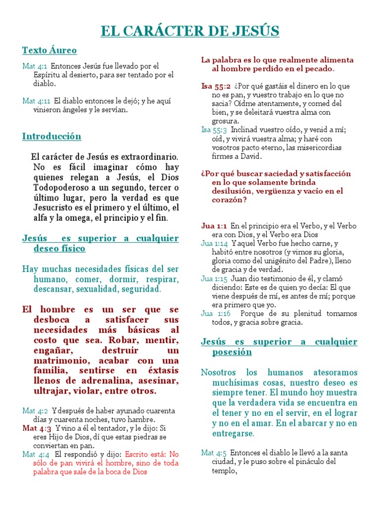 El Carácter de Jesús | PDF | Jesús | Contenido bíblico