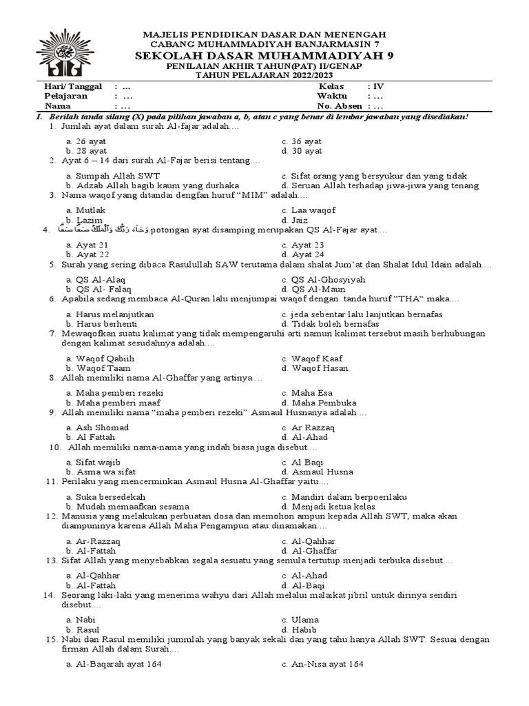File Soal Semester Genap Kelas 4 | PDF