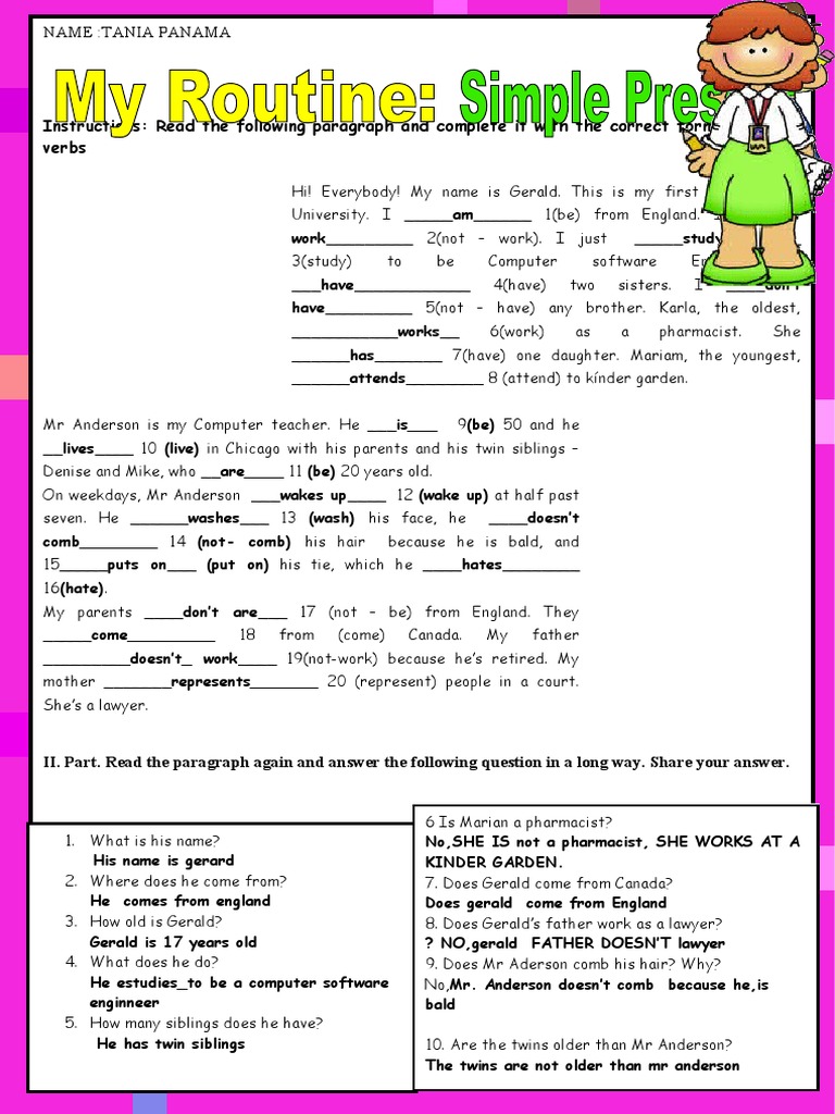 My Routine Simple Present Tense - 24903 | PDF | Grammar | Linguistics