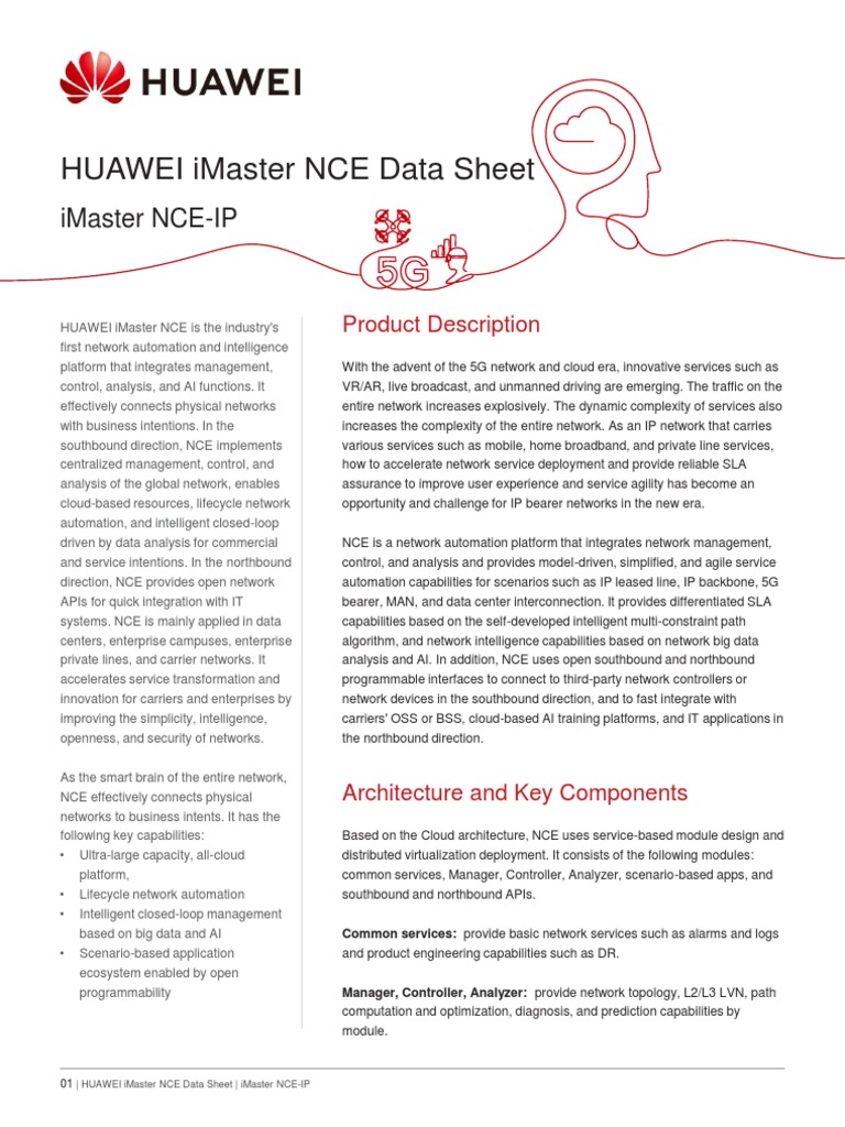 HUAWEI Imaster V100R021C10 NCE-IP Data Sheet | PDF | Computer Network | Cloud Computing