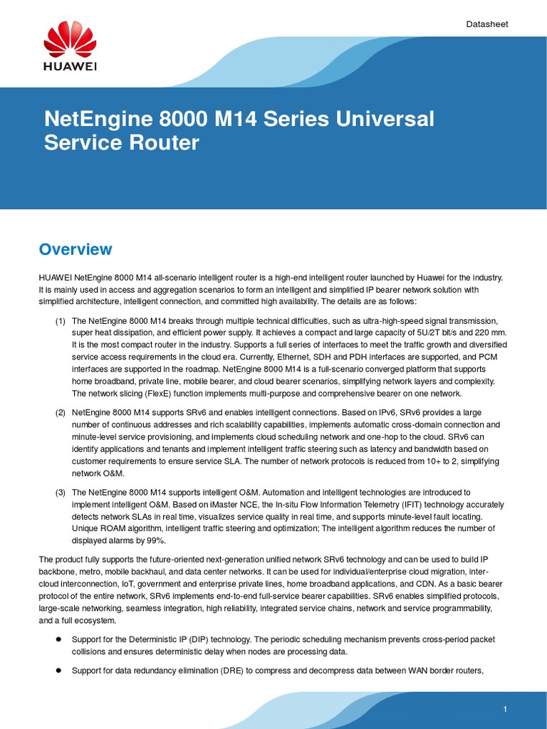 NetEngine 8000 M14 Service Router Datasheet | PDF | I Pv6 | Networking