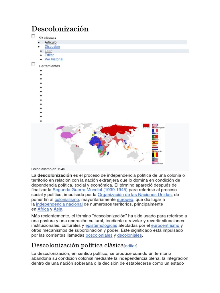 Descolonización | PDF | Descolonización | Colonialismo