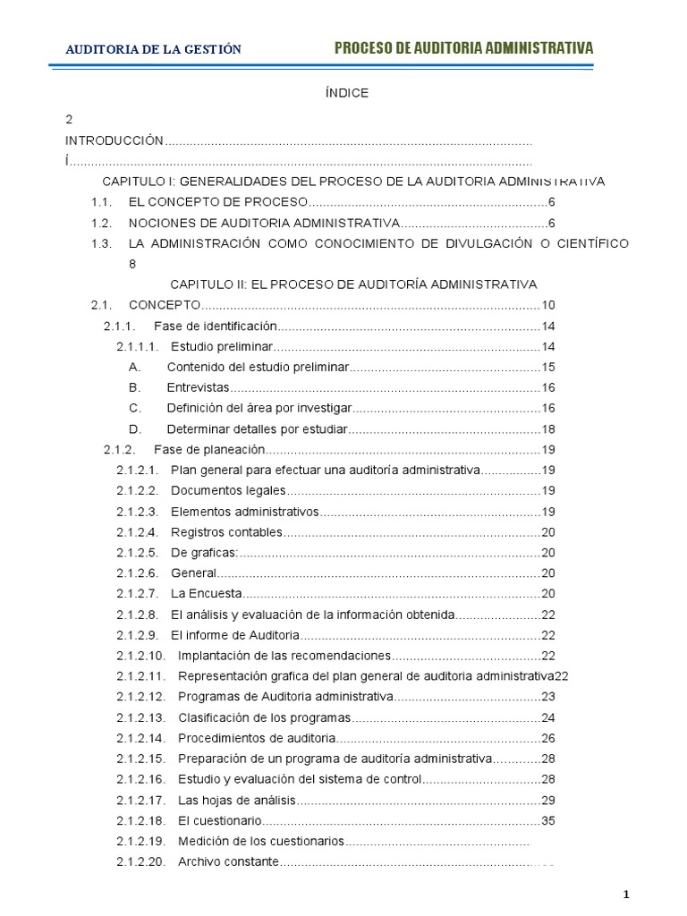 Proceso de La Auditoria Administrativa | PDF | Auditoría | Planificación