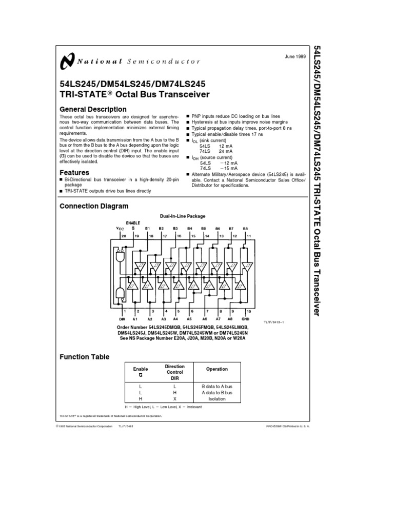 74LS245 | PDF | Electronics | Electronic Engineering