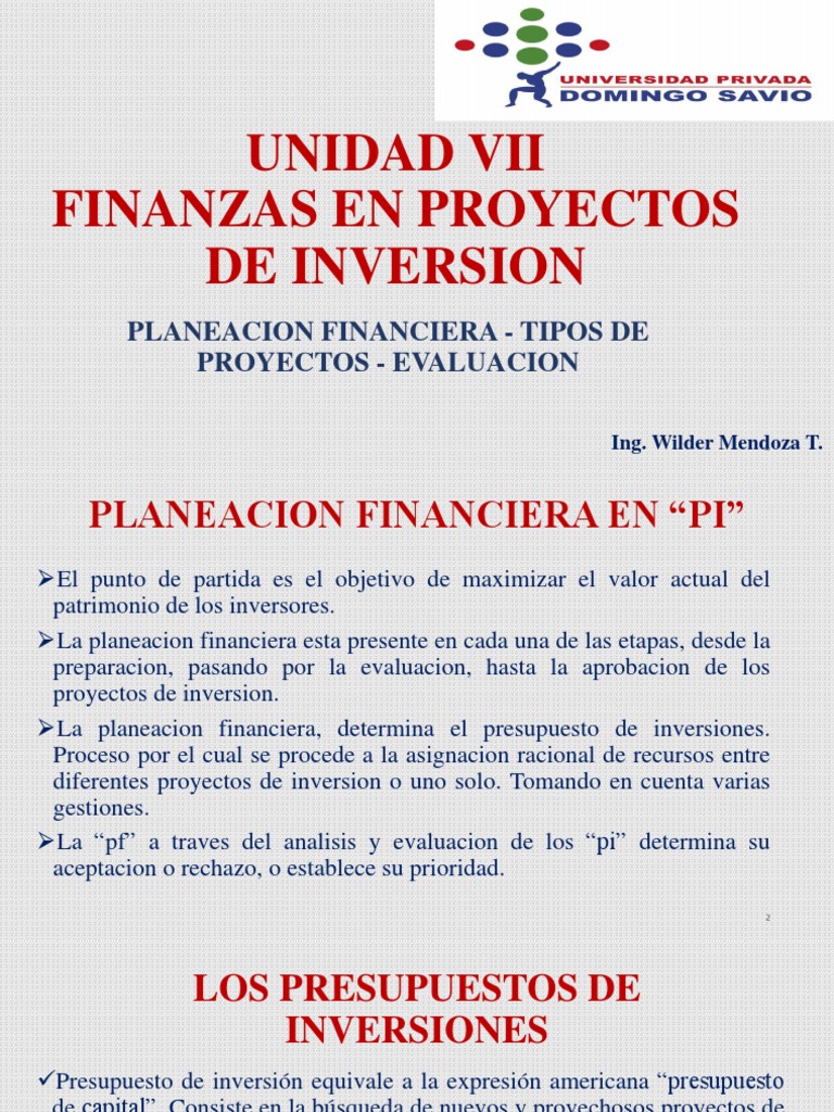 Unidad Vii Finanzas en Proyectos de Inversion | PDF | Tasa interna de retorno | Negocios económicos