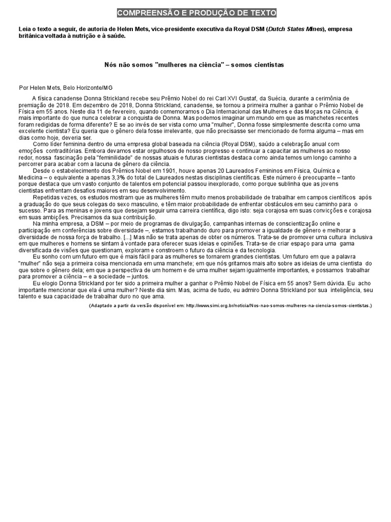 Redação UFPR 2021 | PDF | Science | Prêmio Nobel