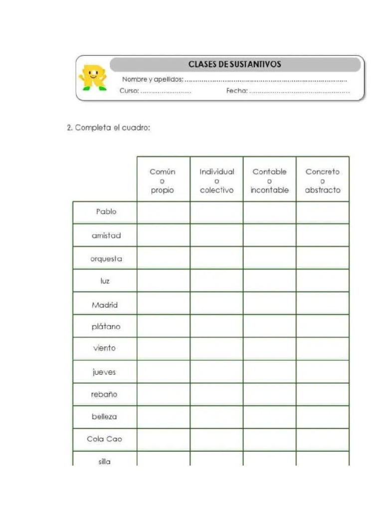 Evaluacion Sustantivo y Adjetivo | PDF